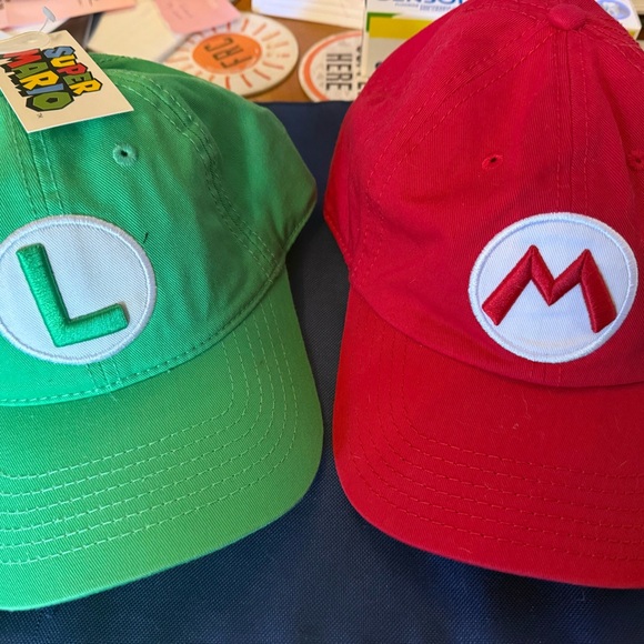 Nintendo | Accessories | Super Mario Green And Red Caps | Poshmark